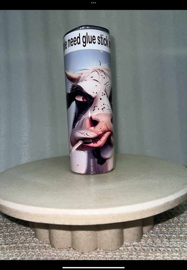 Cow glue stick tumbler – Moo’s cups and crafts